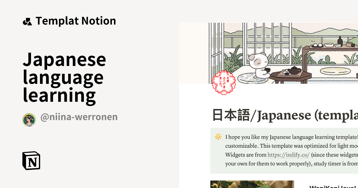 Templat Japanese language learning | Notion Marketplace