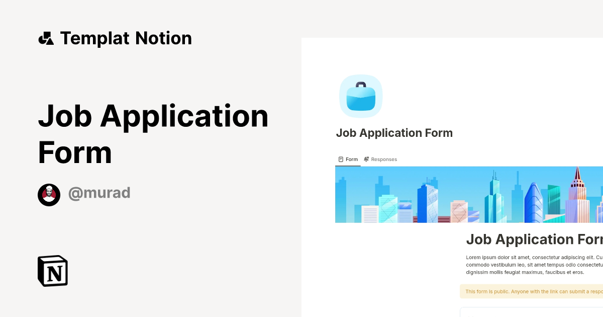 Job Application Form Templat oleh Murad | Notion Marketplace