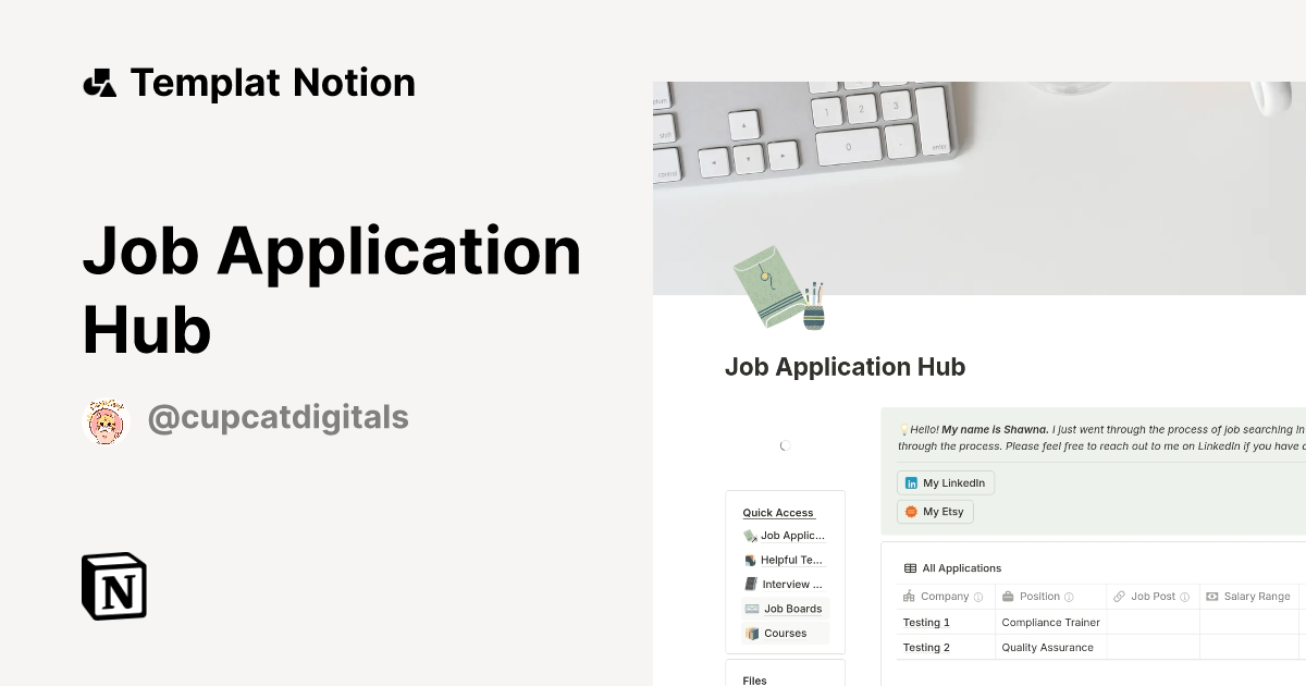 Templat Job Application Hub | Notion Marketplace