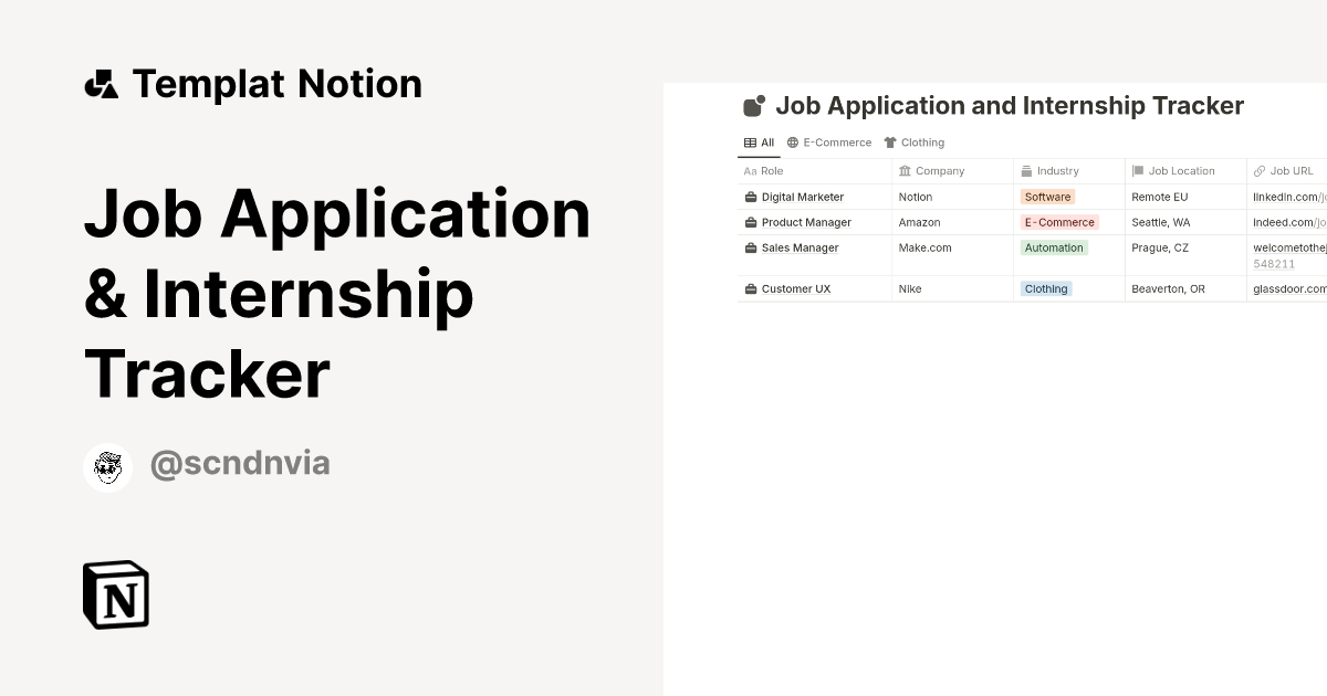Templat Job Application & Internship Tracker | Notion Marketplace