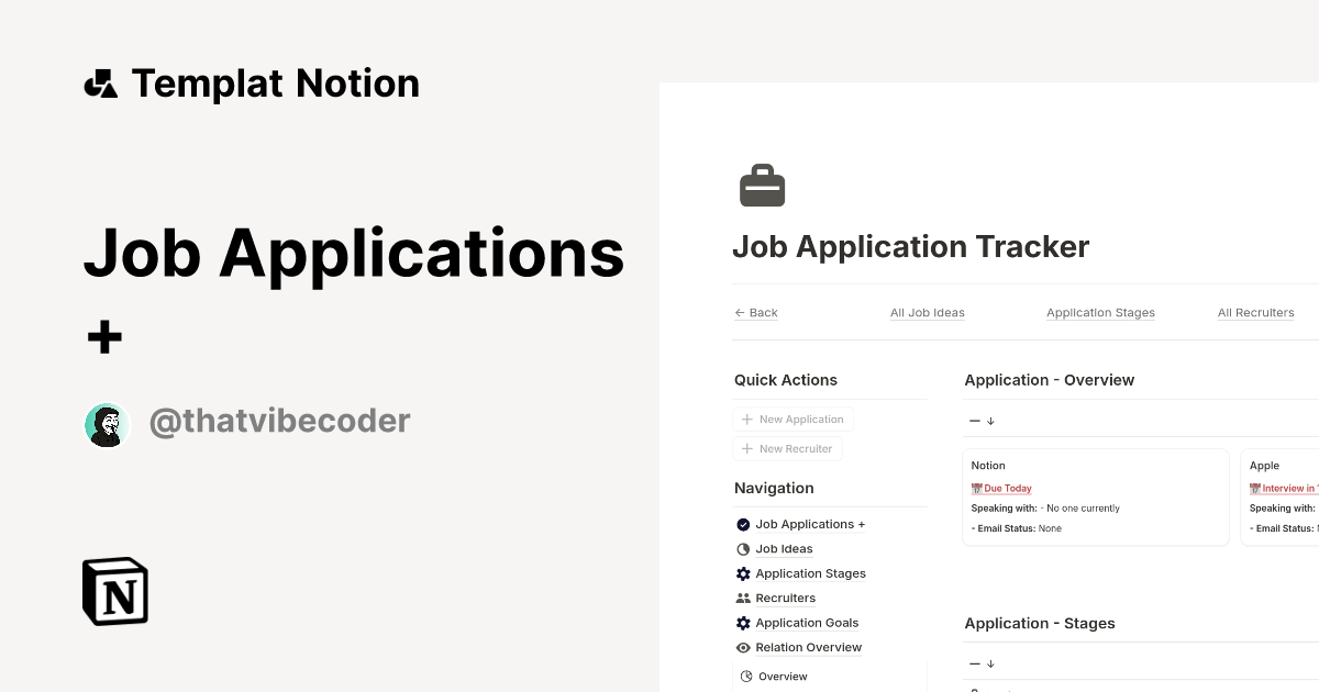 Templat Job Applications + | Notion Marketplace