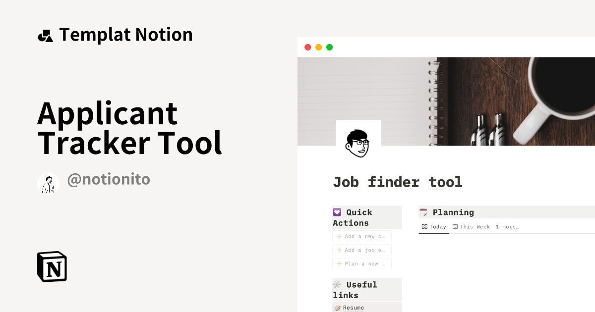Applicant Tracker Tool Templat oleh Notionito | Notion Marketplace