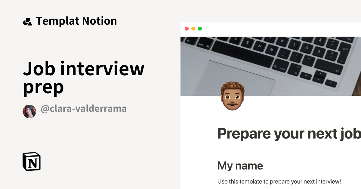 Templat Job interview prep | Notion Marketplace