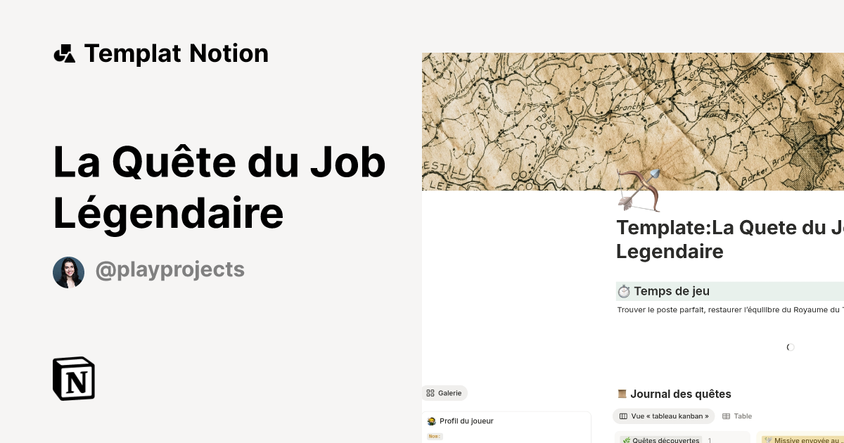 Templat La Quête du Job Légendaire | Notion Marketplace
