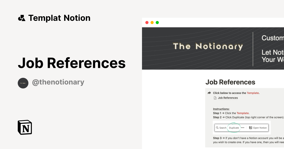 Job References Templat oleh TheNotionary | Notion Marketplace
