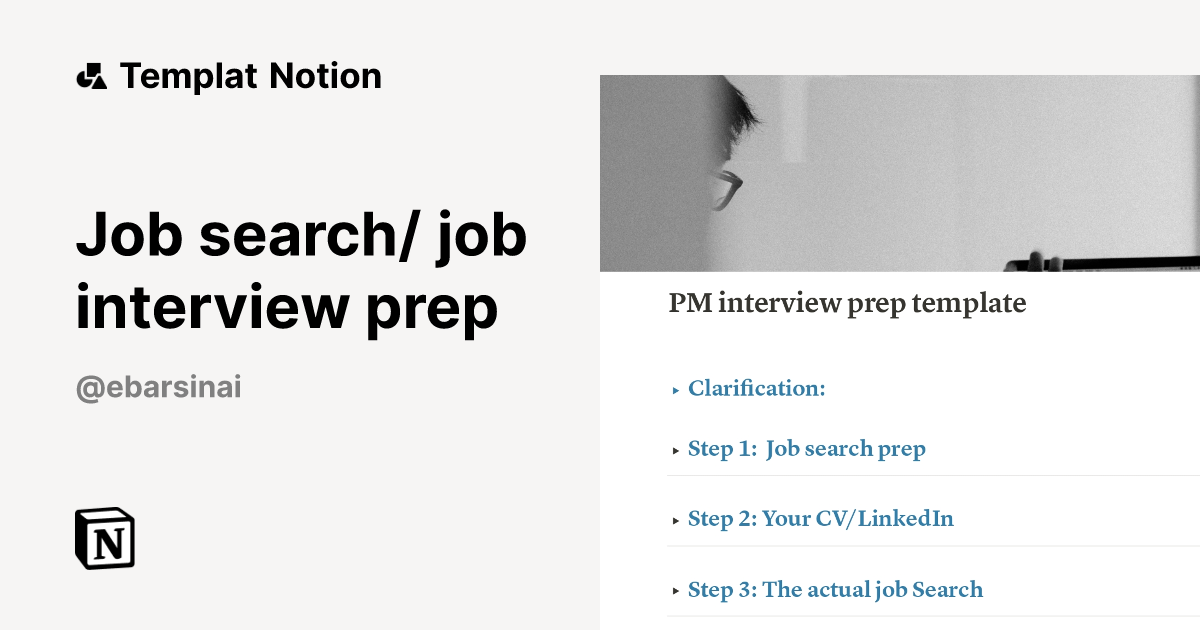 Templat Job search/ job interview prep | Notion Marketplace