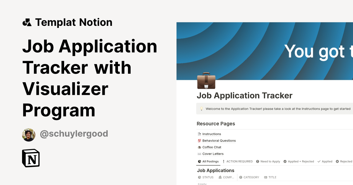 Templat Job Application Tracker with Visualizer Program | Notion Marketplace