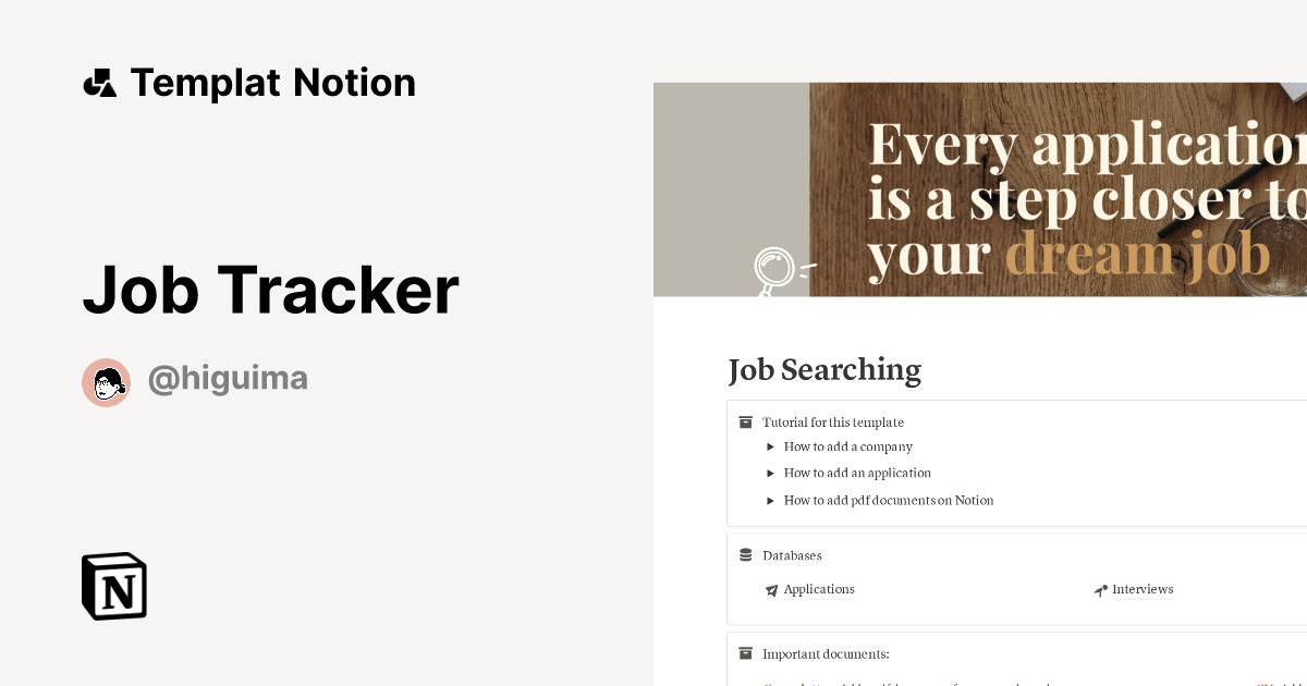 Templat Job Tracker | Notion Marketplace