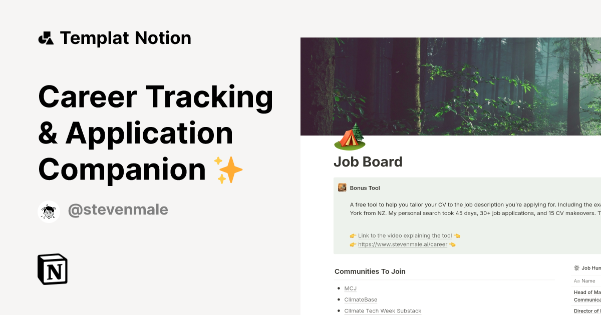 Templat Career Tracking & Application Companion | Notion Marketplace