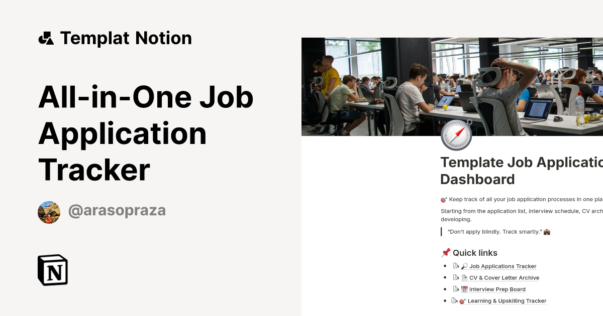 All-in-One Job Application Tracker Templat oleh Aras Opraza | Notion Marketplace