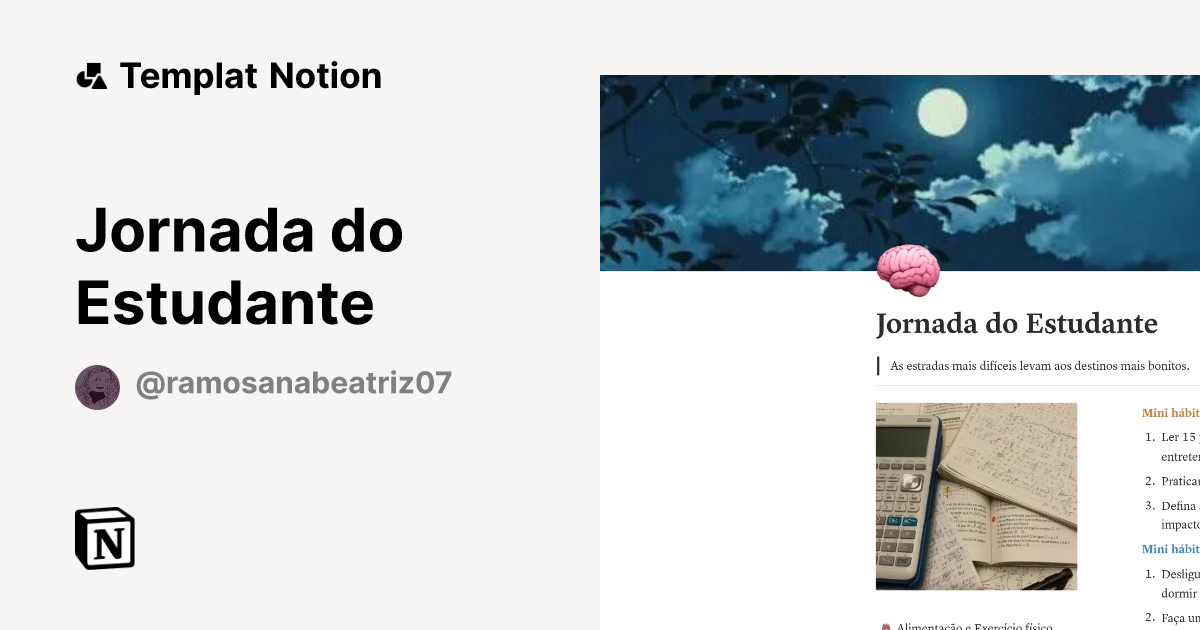 Templat Jornada do Estudante | Notion Marketplace