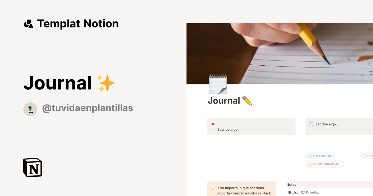 Journal Templat oleh tuvidaenplantillas | Notion Marketplace