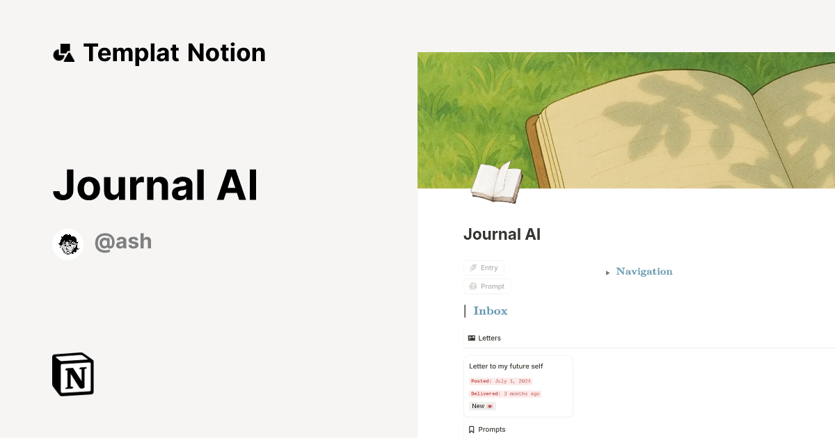 Journal AI Templat oleh ash's journaling supplies | Notion Marketplace