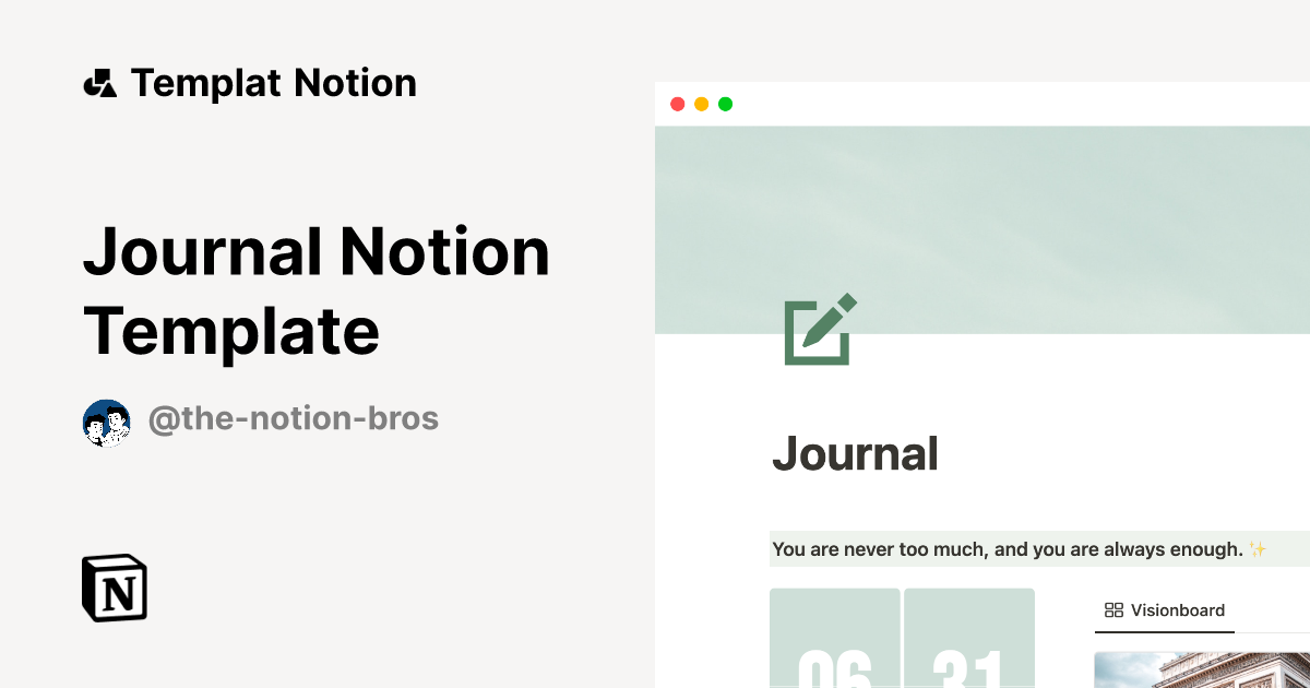 Templat Journal Notion Template | Notion Marketplace