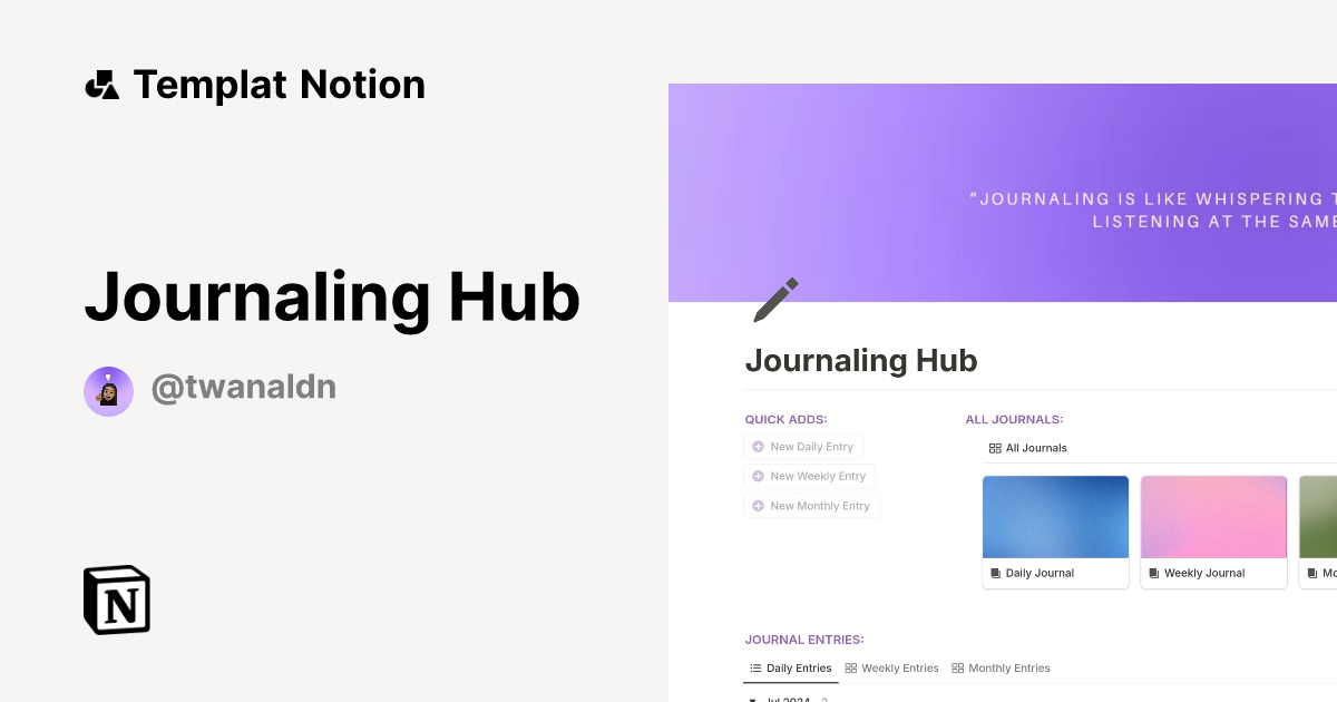 Templat Journaling Hub | Notion Marketplace