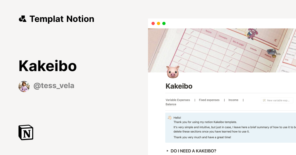 Kakeibo Templat oleh Tess | Notion Marketplace