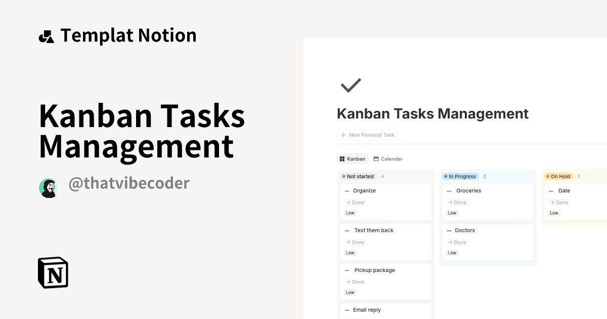 Templat Kanban Tasks Management | Notion Marketplace