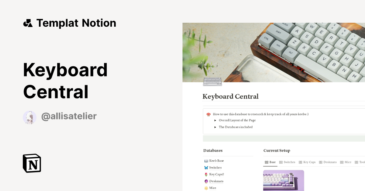 Keyboard Central Templat oleh alli ☀️ | Notion Marketplace