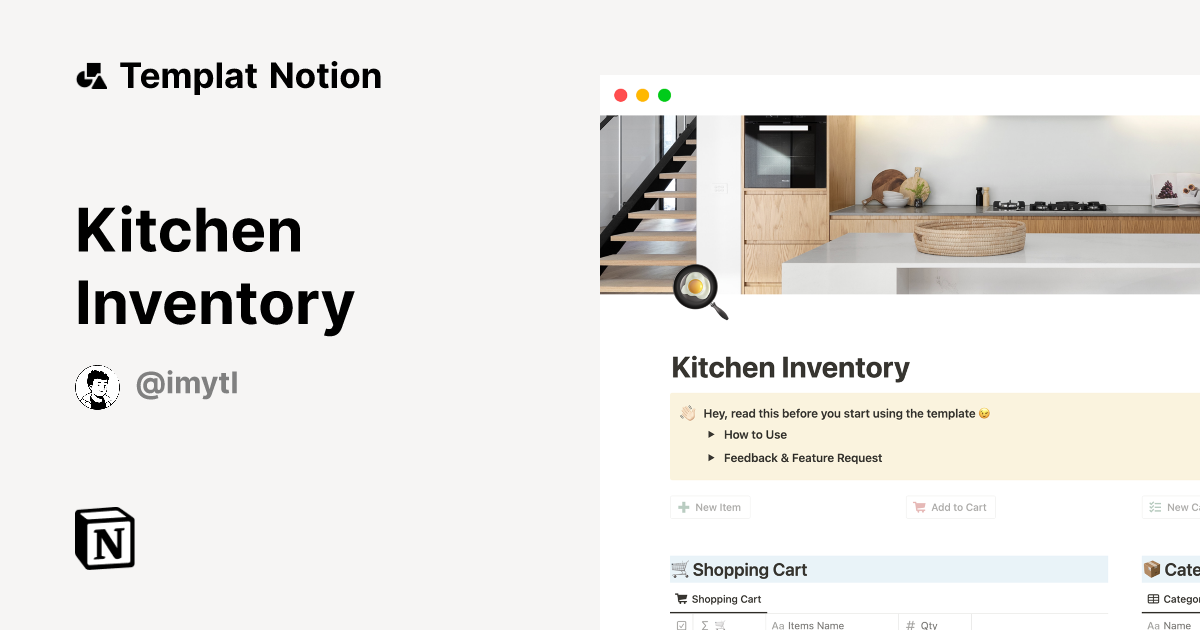 Kitchen Inventory Templat oleh Yap Teck Loong | Notion Marketplace
