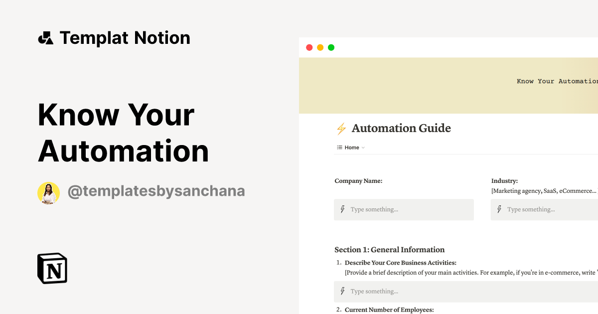 Templat Know Your Automation | Notion Marketplace