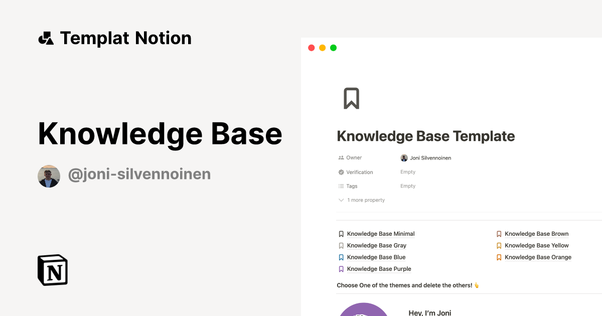 Knowledge Base Templat oleh Joni Silvennoinen | Notion Marketplace