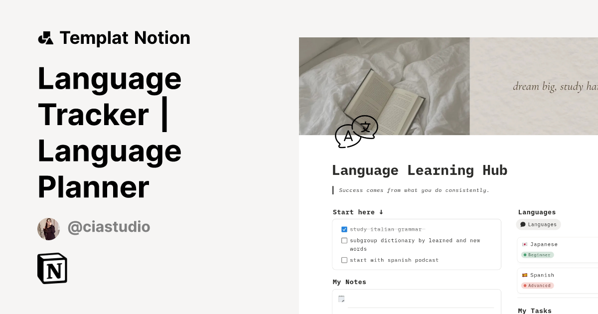 Templat Language Tracker | Language Planner | Notion Marketplace