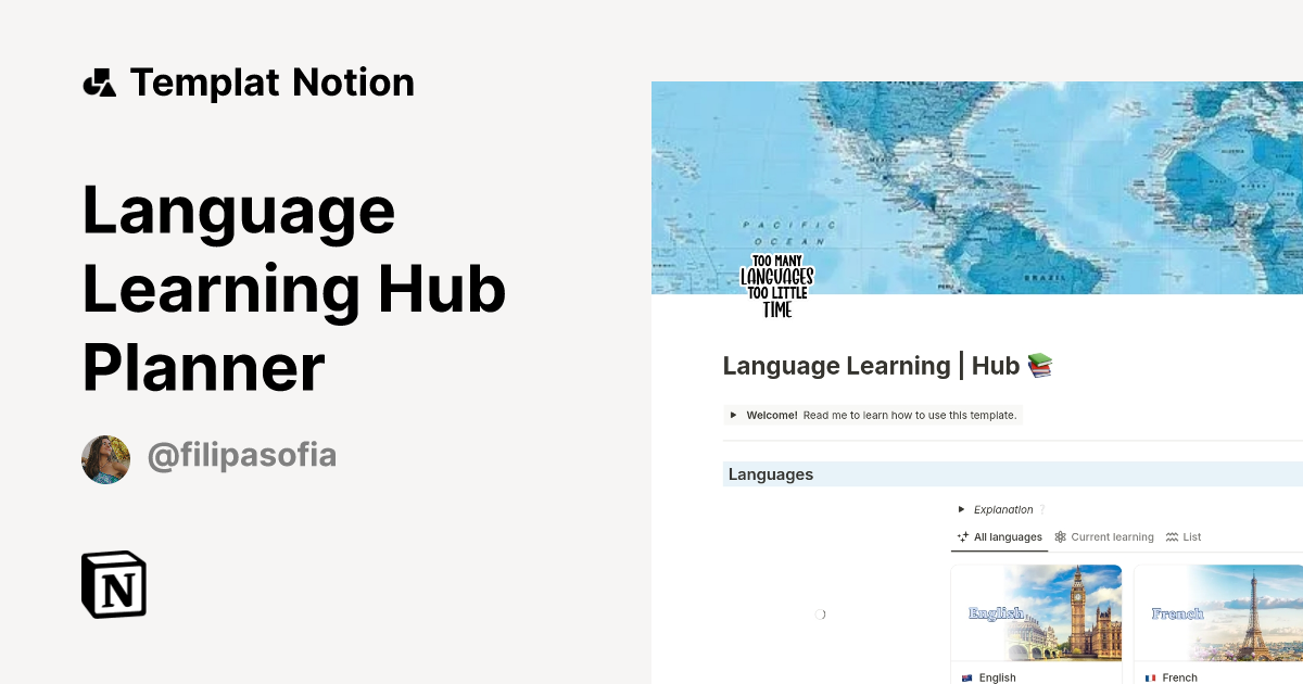 Language Learning Hub Planner Templat oleh Filipa Sofia 🌼 ADHD | Life ...