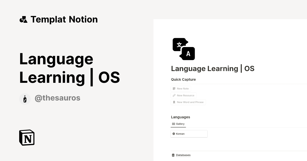 Templat Language Learning | OS | Notion Marketplace