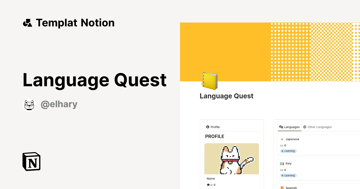 Templat Language Quest | Notion Marketplace