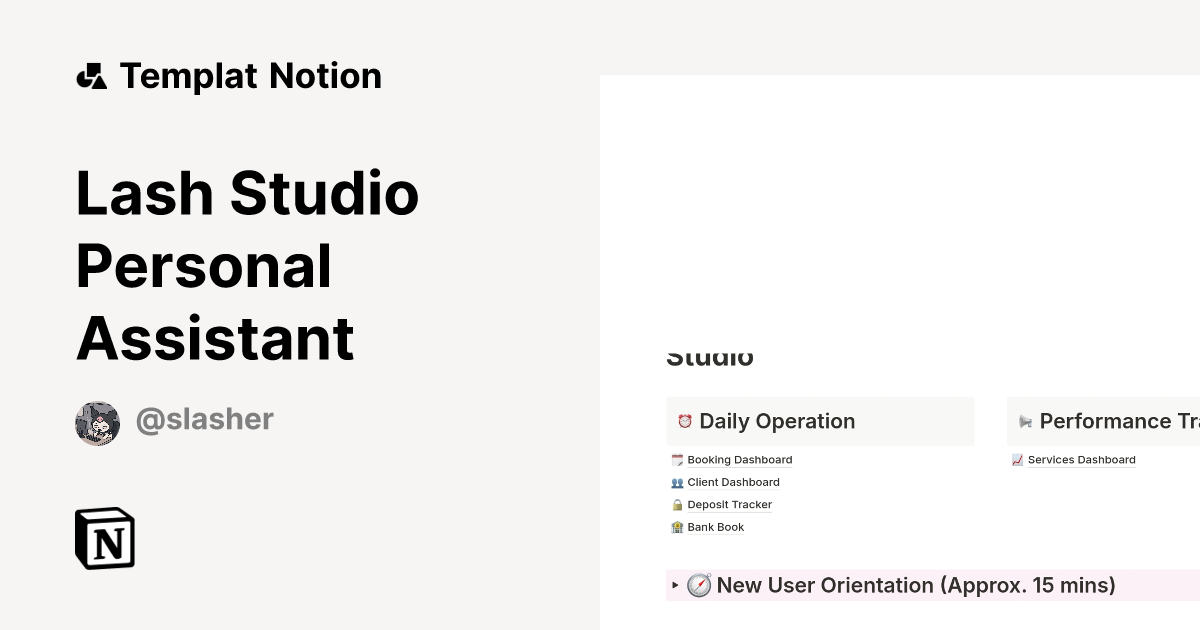 Templat Lash Studio Personal Assistant | Notion Marketplace