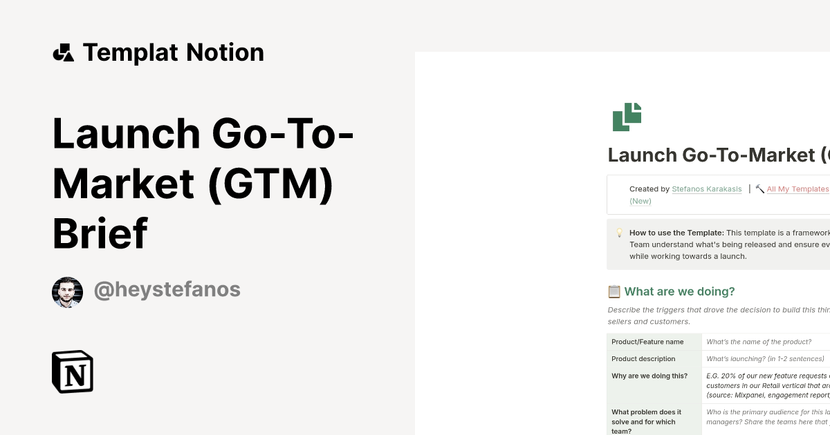 Launch Go-To-Market (GTM) Brief Templat oleh Stefanos Karakasis ...