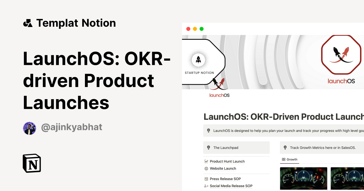 Templat LaunchOS: OKR-driven Product Launches | Notion Marketplace