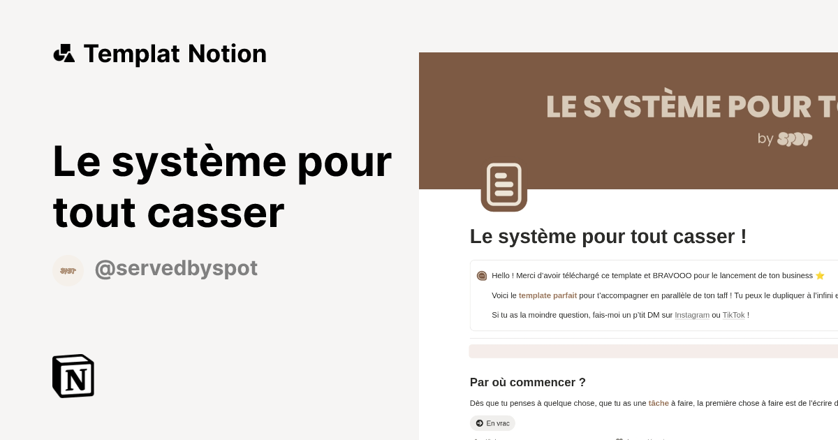 Le système pour tout casser Templat oleh Cyara Mamou | Notion Marketplace