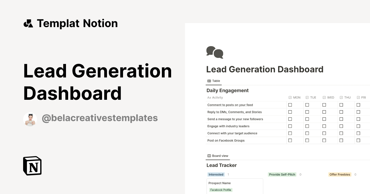 Templat Lead Generation Dashboard | Notion Marketplace