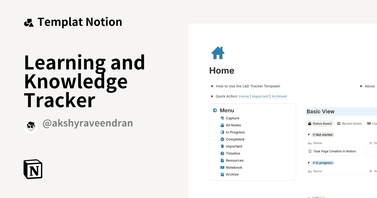 Templat Learning and Knowledge Tracker | Notion Marketplace