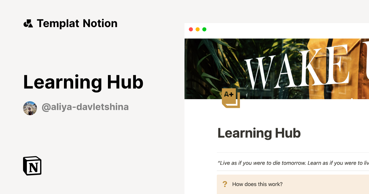 Templat Learning Hub | Notion Marketplace
