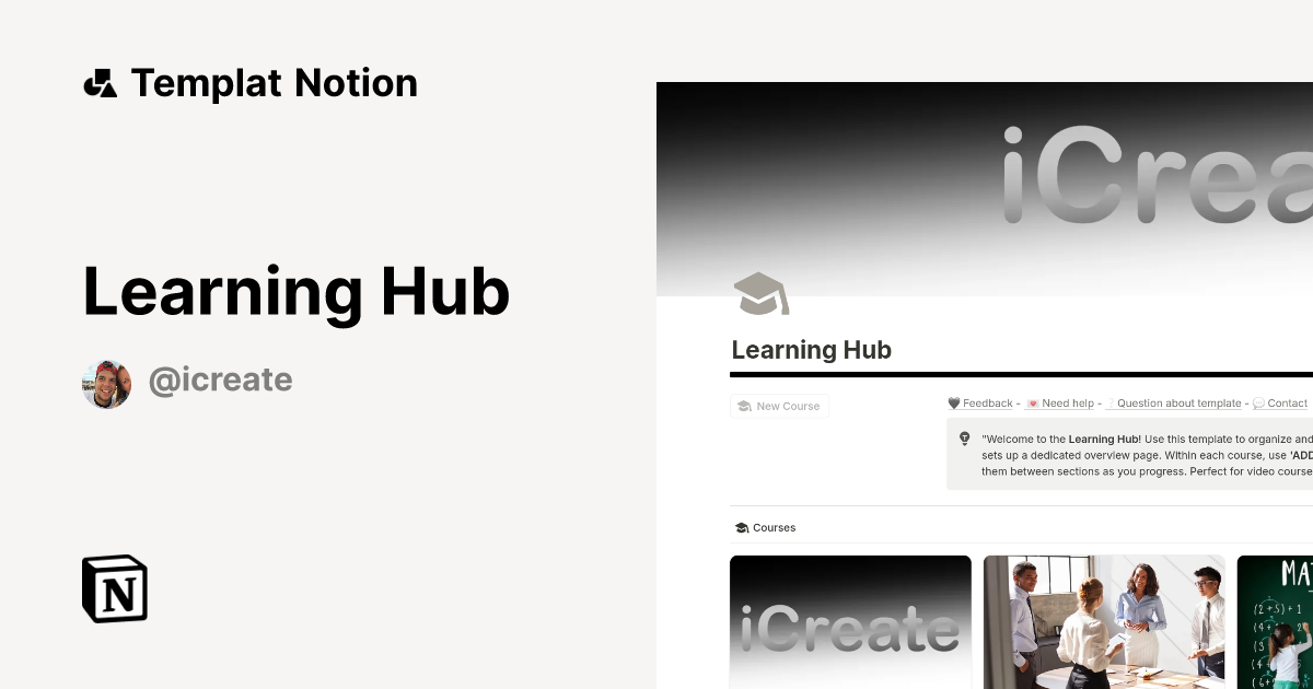 Learning Hub Templat oleh Creator | Notion Marketplace