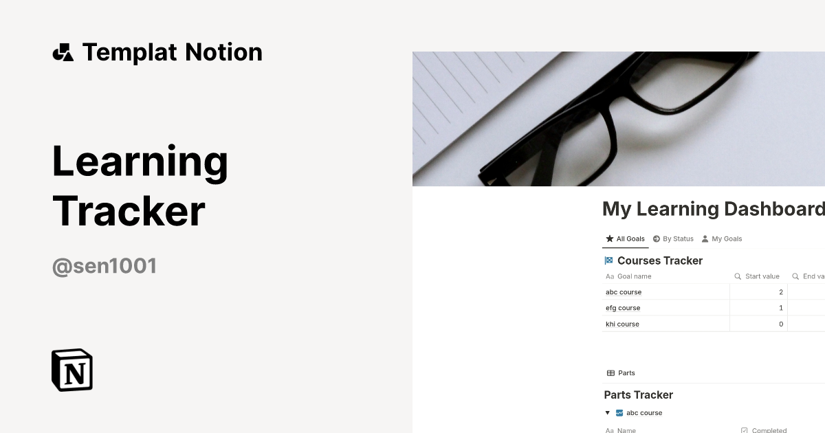 Learning Tracker Templat oleh Sen | Notion Marketplace