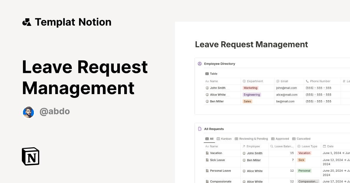 Templat Leave Request Management | Notion Marketplace