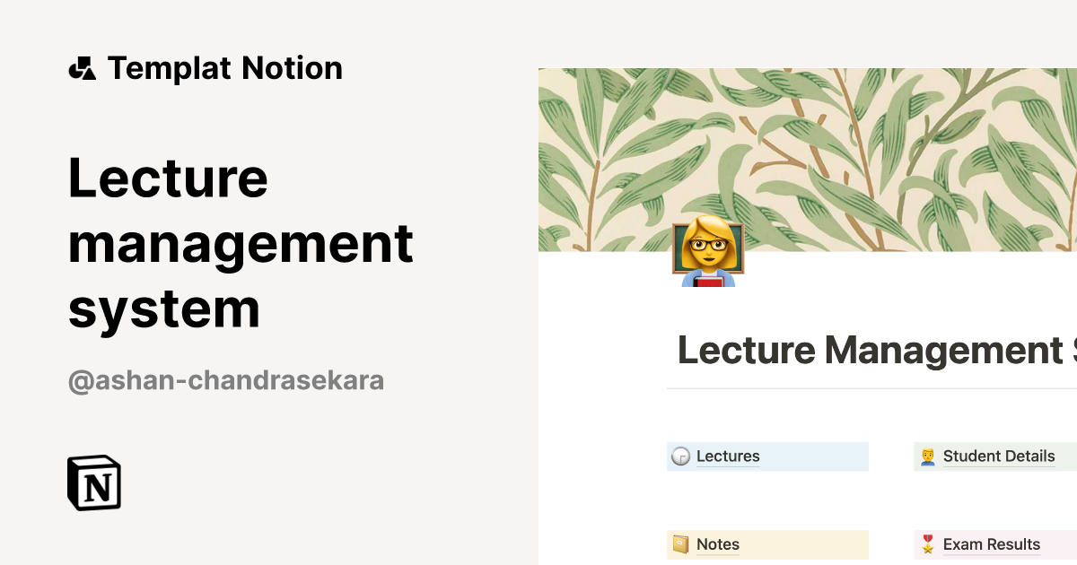 Templat Lecture management system | Notion Marketplace