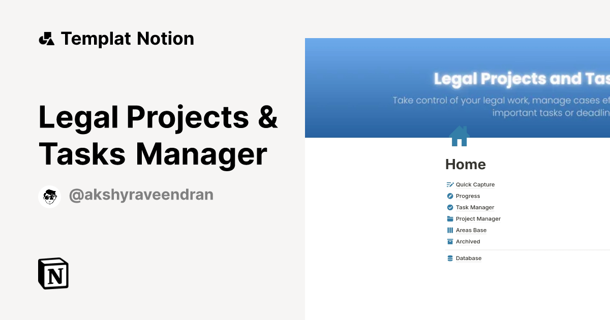 Templat Legal Projects & Tasks Manager | Notion Marketplace