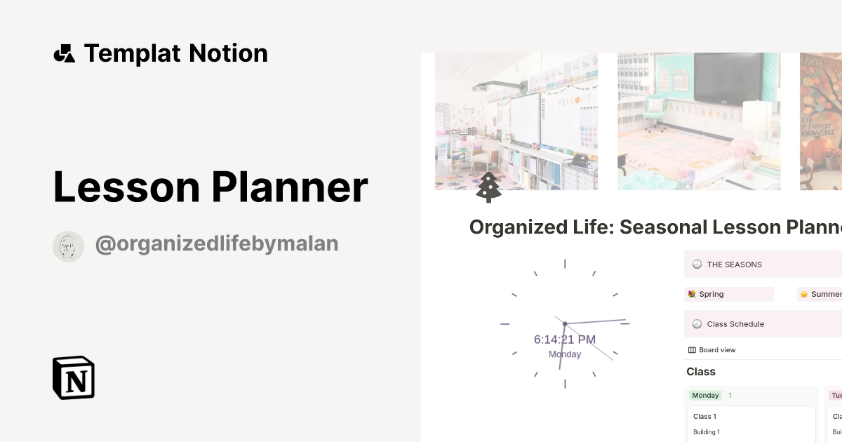 Templat Lesson Planner | Notion Marketplace