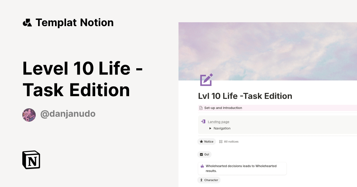 Templat Level 10 Life -Task Edition | Notion Marketplace