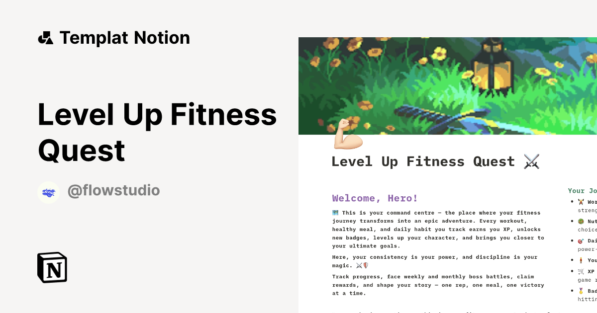 Templat Level Up Fitness Quest | Notion Marketplace