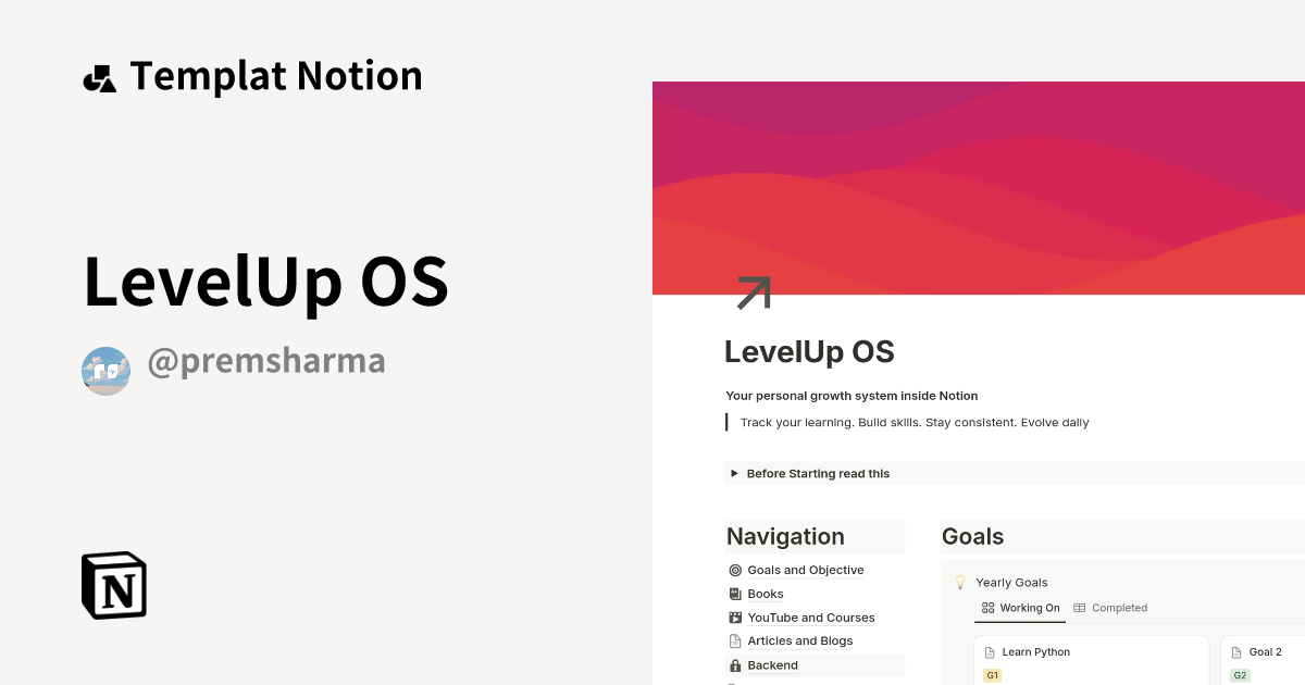 Templat LevelUp OS | Notion Marketplace