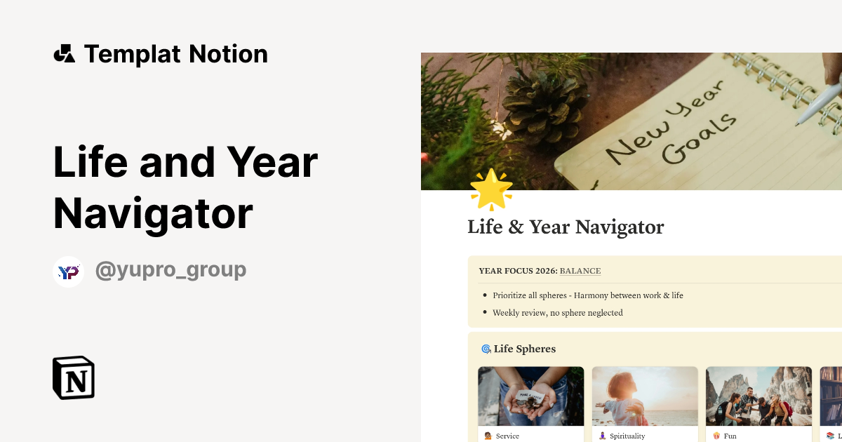 Life and Year Navigator Templat oleh YuPro Group | Notion Marketplace