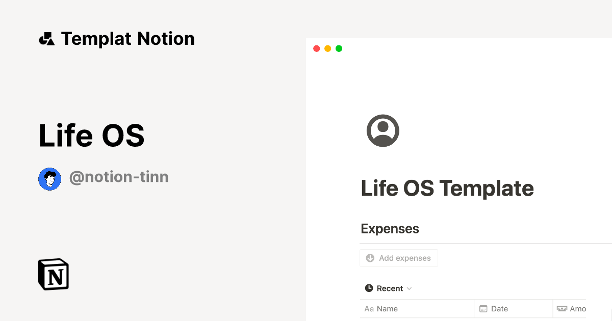 Life OS Templat oleh Notion Tinn | Notion Marketplace