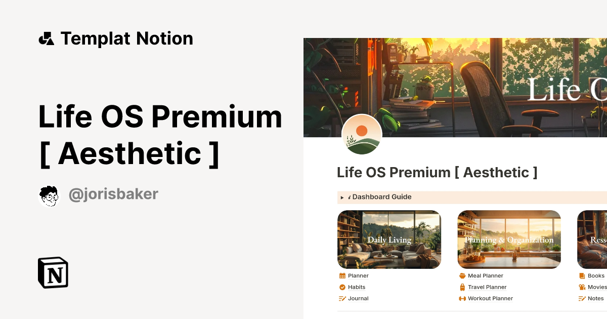 Life OS Premium [ Aesthetic ] Templat oleh Joris Baker | Notion Marketplace
