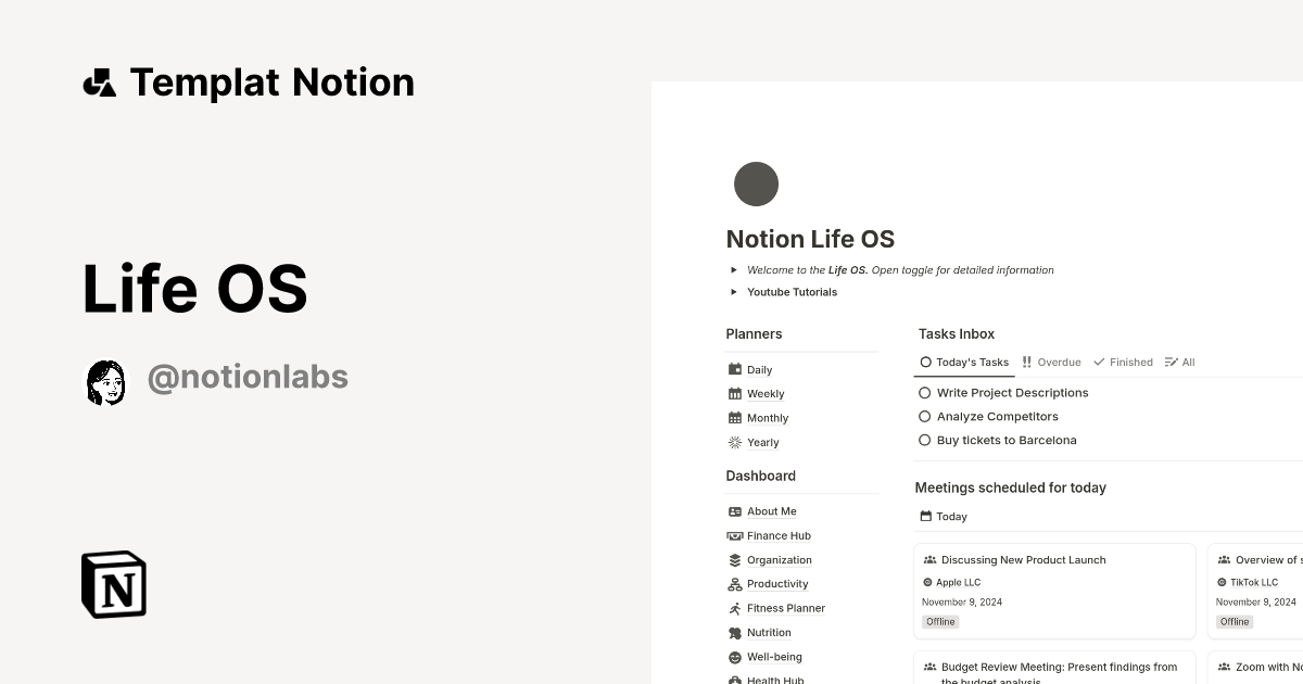 Life OS Templat oleh Smart Notion | Notion Marketplace