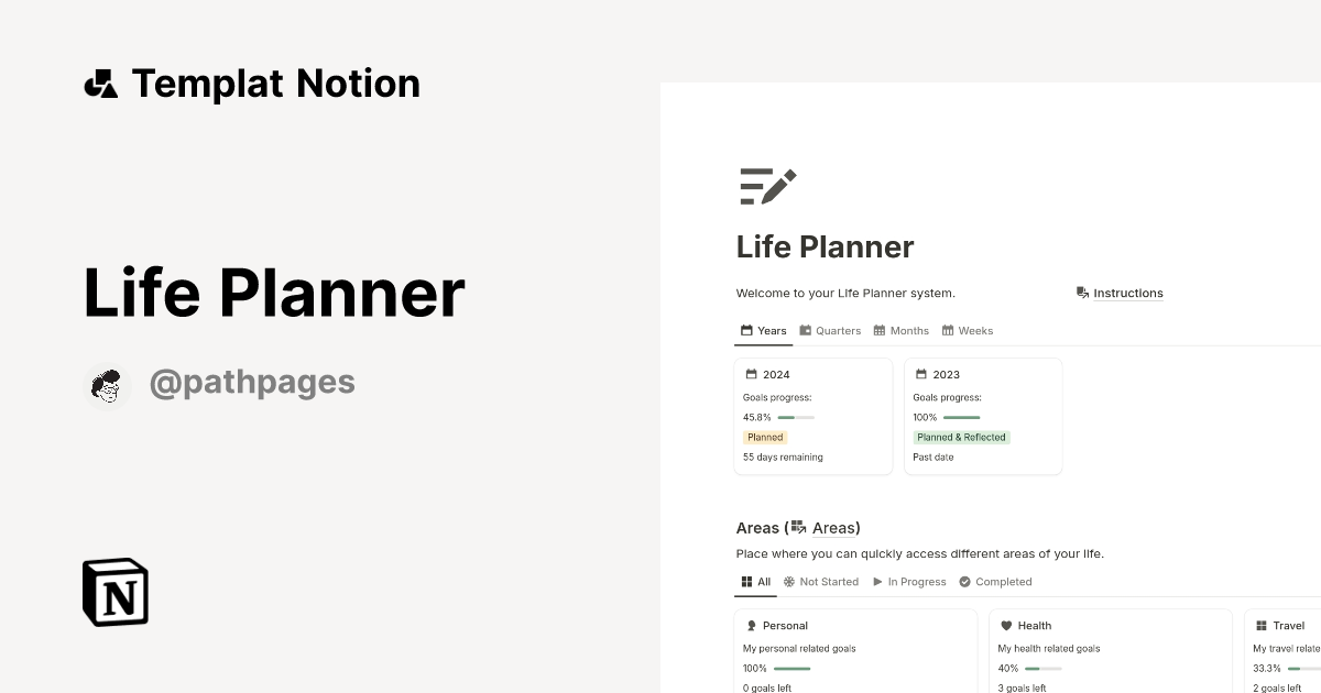 Templat Life Planner | Notion Marketplace